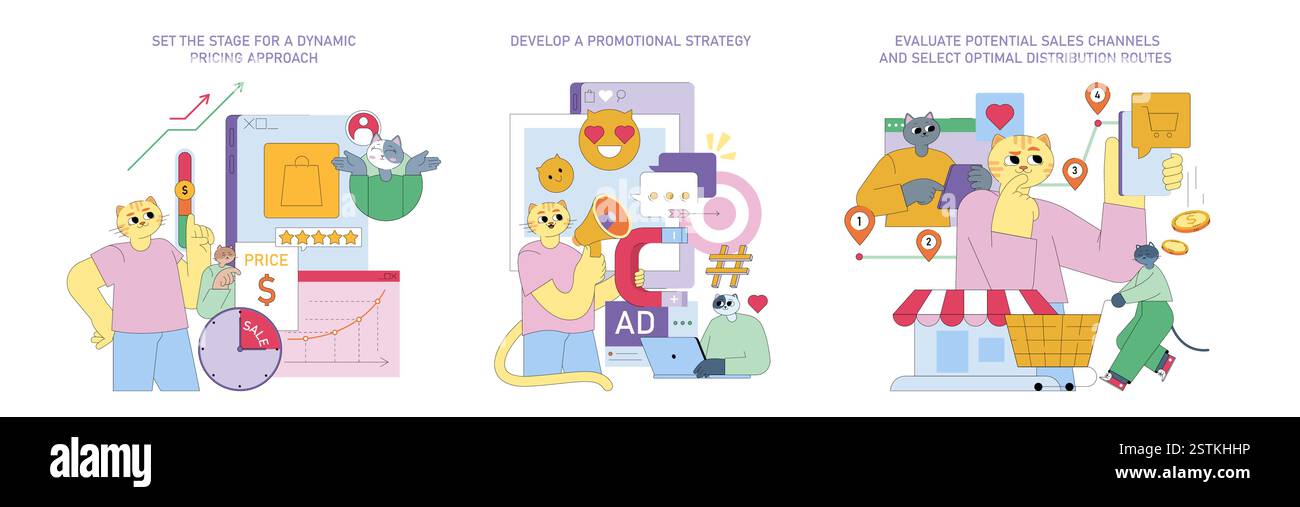 Product marketing strategy illustration. This artwork embodies the ...