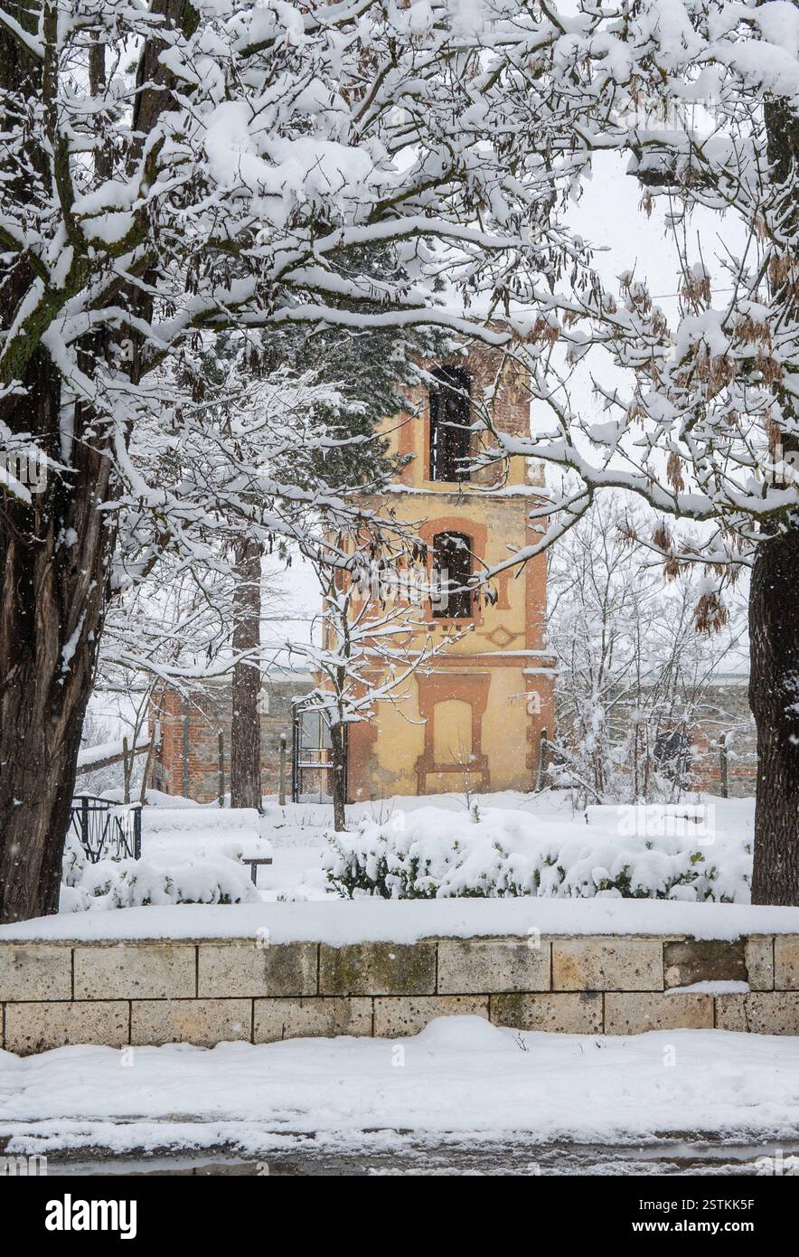 Malomirovo Bulgaria Feebuary 19h 2025 Winter snowfall acroos Bulgaria ...