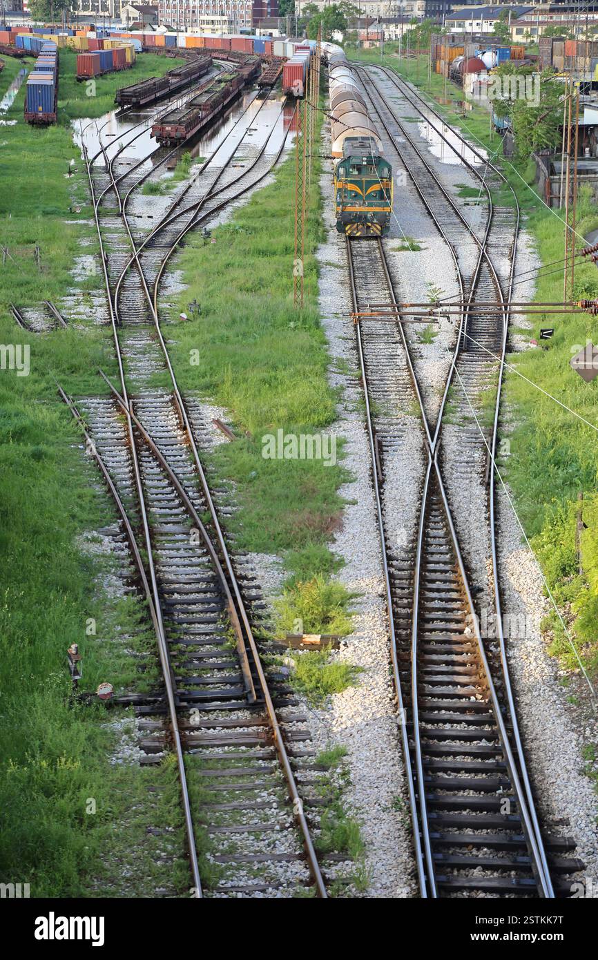 Rail Yard Complex Series of Railroad Tracks for Sorting Rolling Stock ...