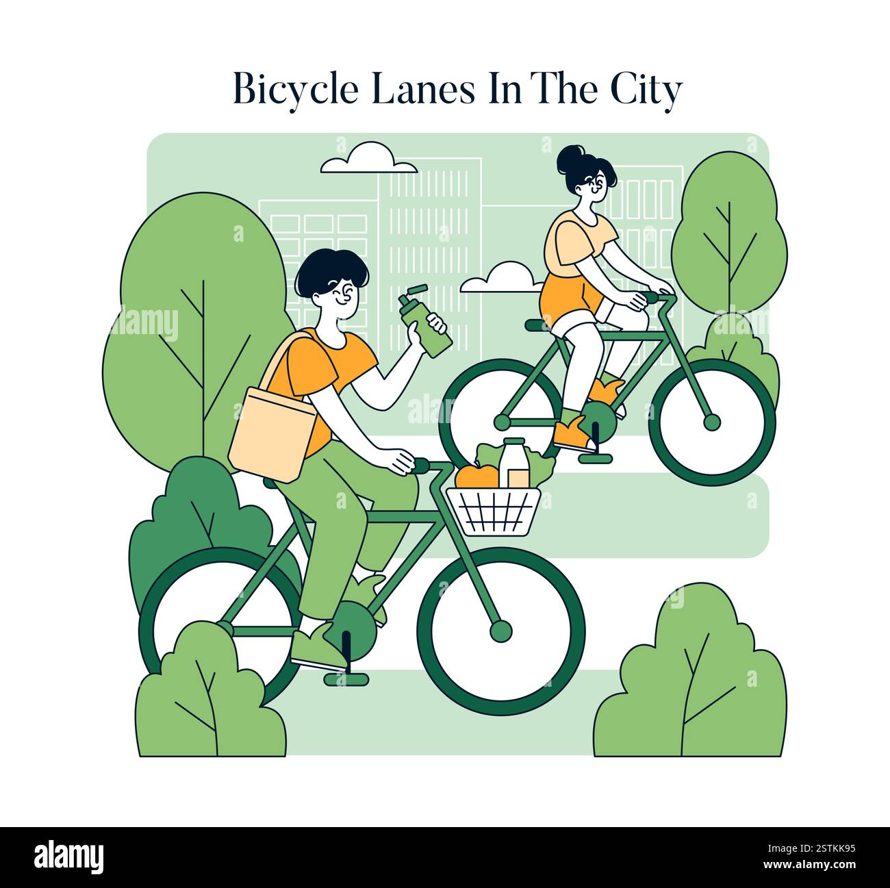 Bicycle lanes in the city promote an eco-friendly lifestyle, showcasing ...