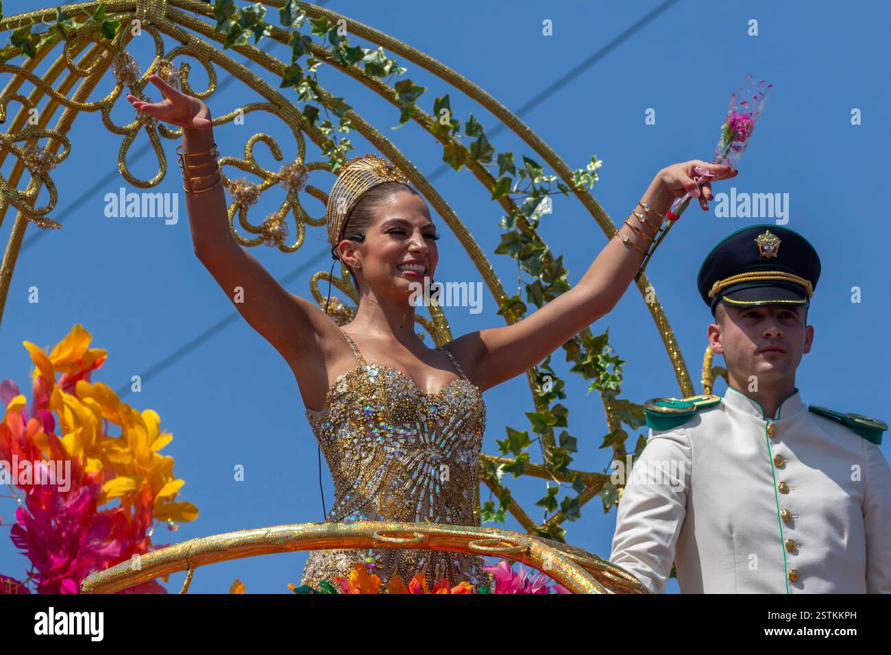 The Battle of Flowers during Barranquilla Festival, Colombia Stock ...