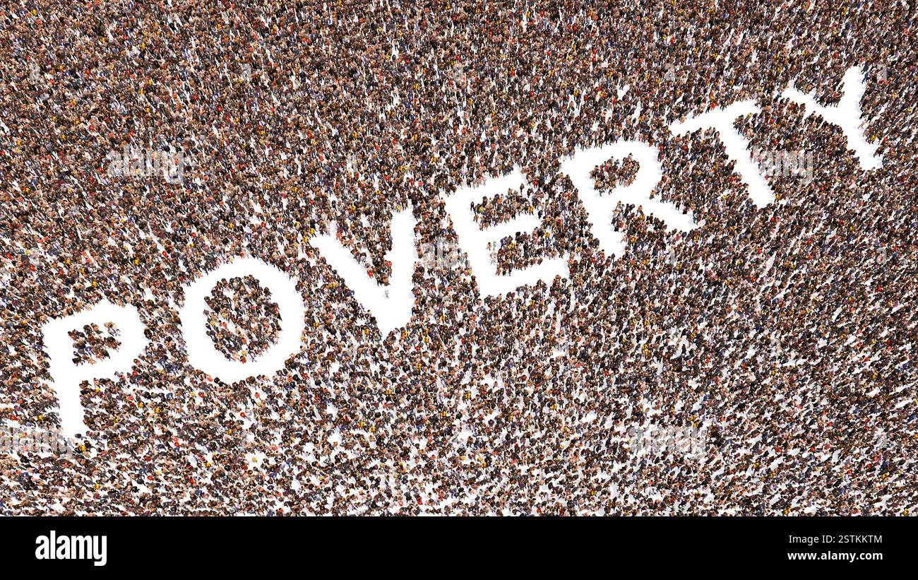 Concept or conceptual large community of people forming the word ...