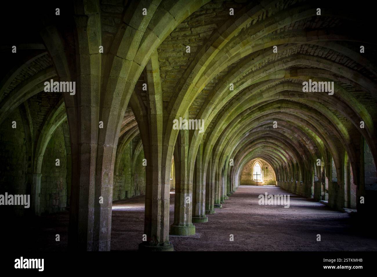 Cellarium at Fountains Abbey North Yorkshire low key Stock Photo - Alamy