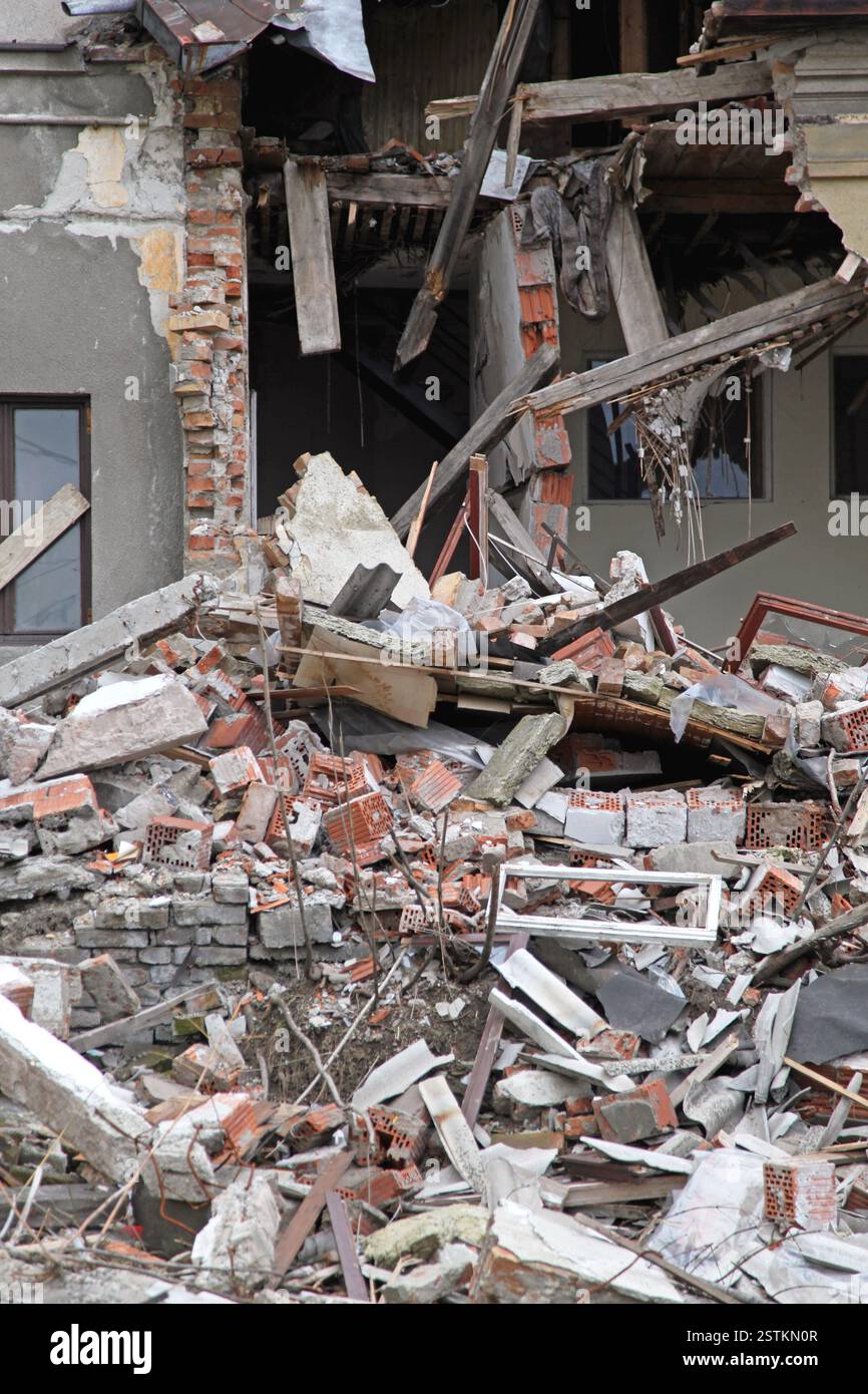 Ruined house after powerful earthquake disaster hi-res stock ...
