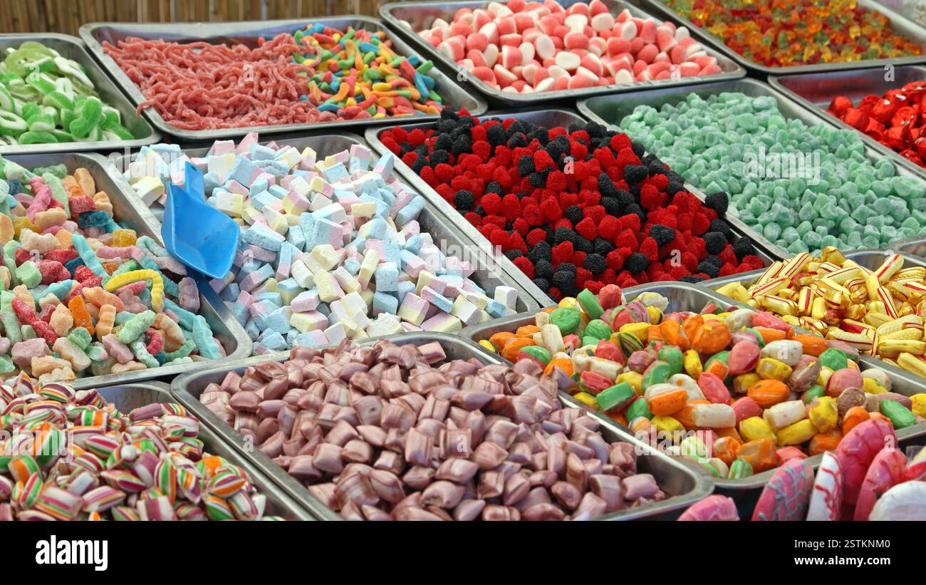 Various Colorful Gummi Candy Sweets at Market Stock Photo - Alamy