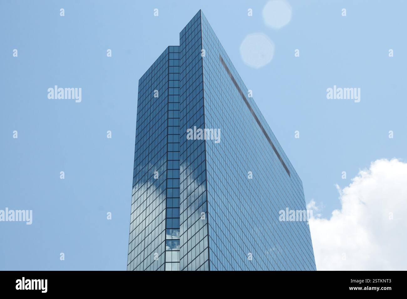 Boston. Skyscraper. Towering structure of glass and steel. Reflecting ...