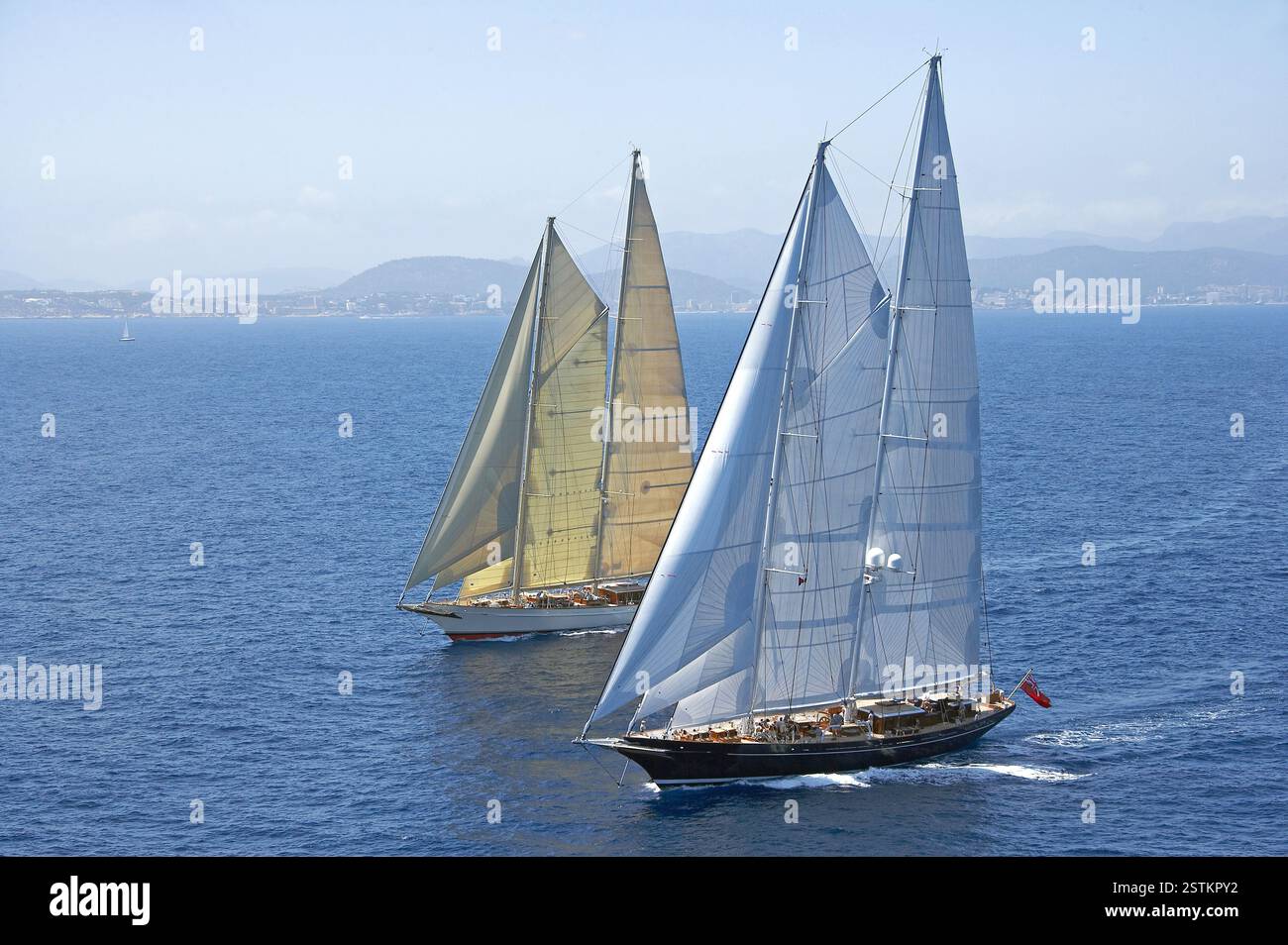 Aerial View of The Elegant Sailing Yachts, Meteor and Borkumriff ...