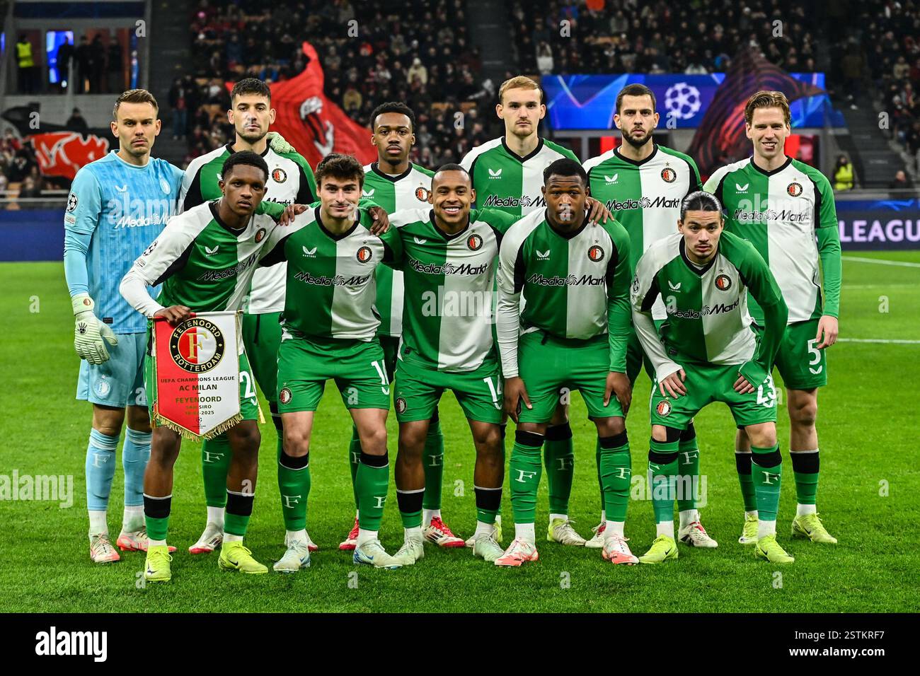 Feyenoord line up during match Ac Milan vs Feyenoord Knockout phase ...