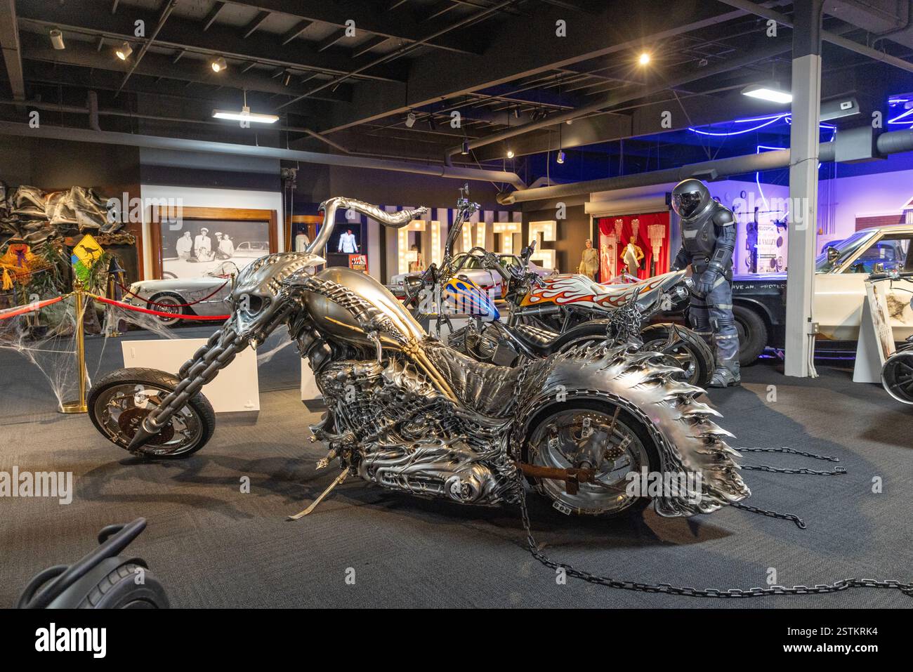 Fantasy motor bike among veteran, vintage and classic cars automobiles ...