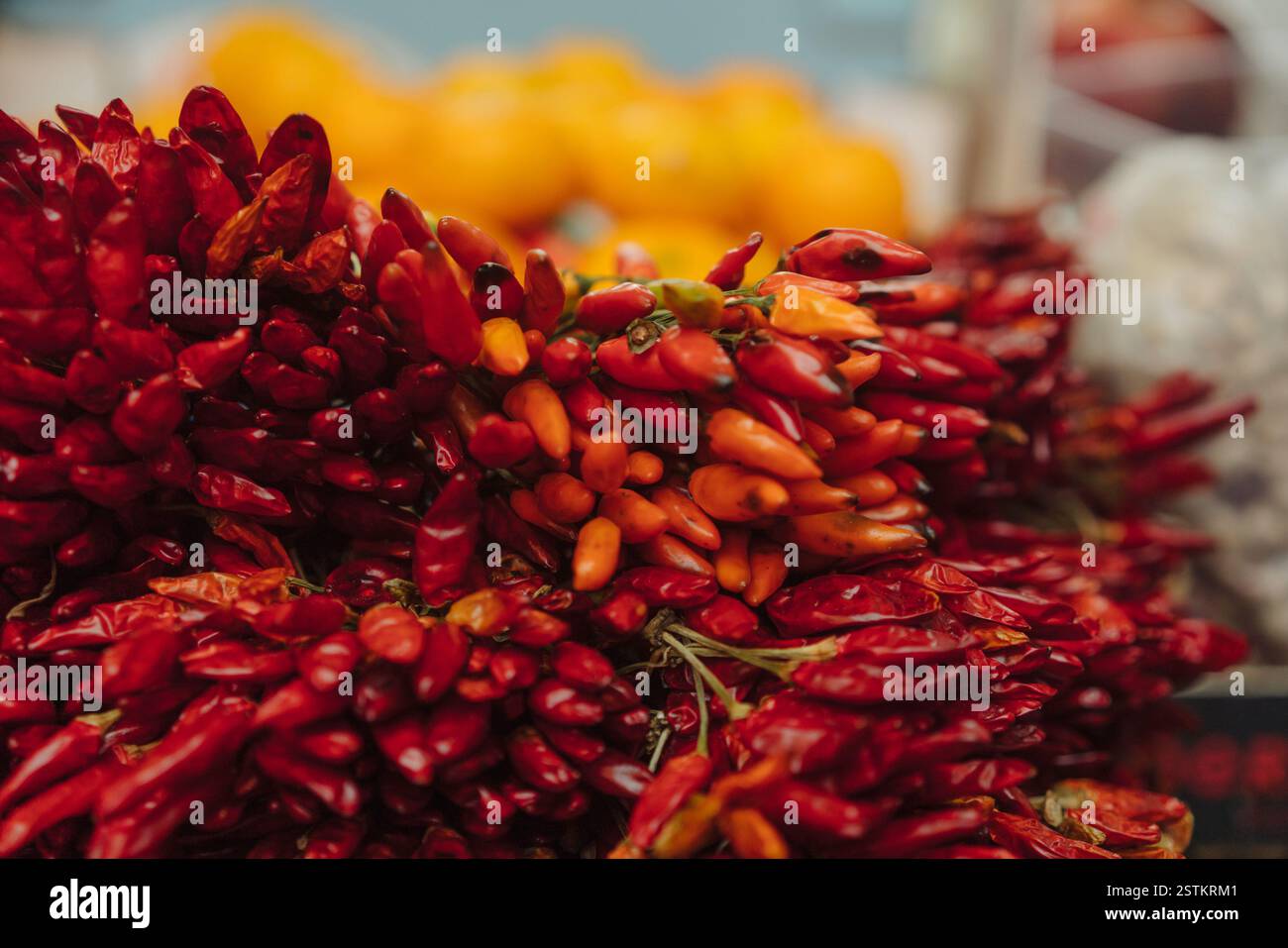 Heap Of Ripe Big Red Peppers At A Street Market Stock Photo - Alamy