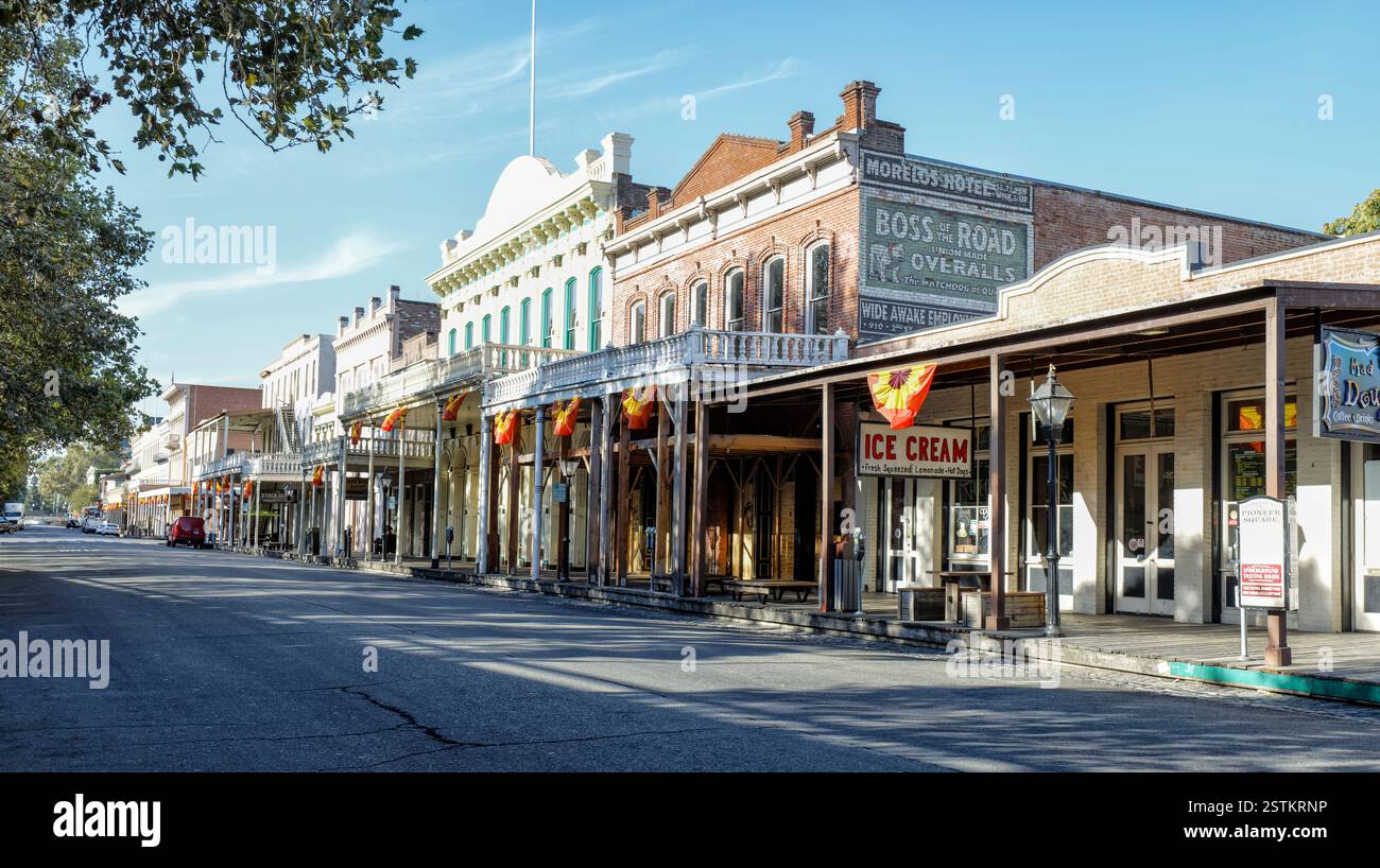 Historic gold rush era buildings in Old Sacramento State Historic Park ...