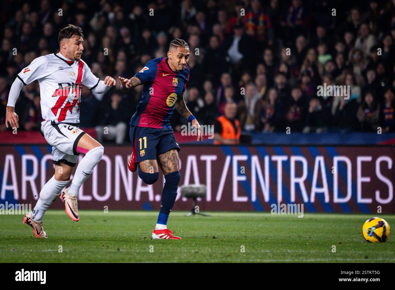 Andrei RATIU of Rayo Vallecano and Raphael DIAS BELLOLI (Raphinha) of ...