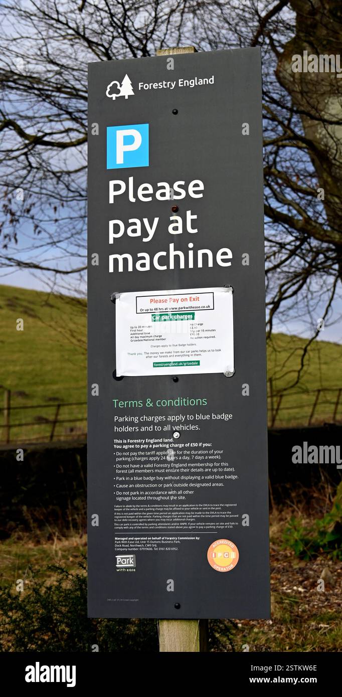 Forestry England parking instructions sign. Grizedale Forest Park, Lake ...