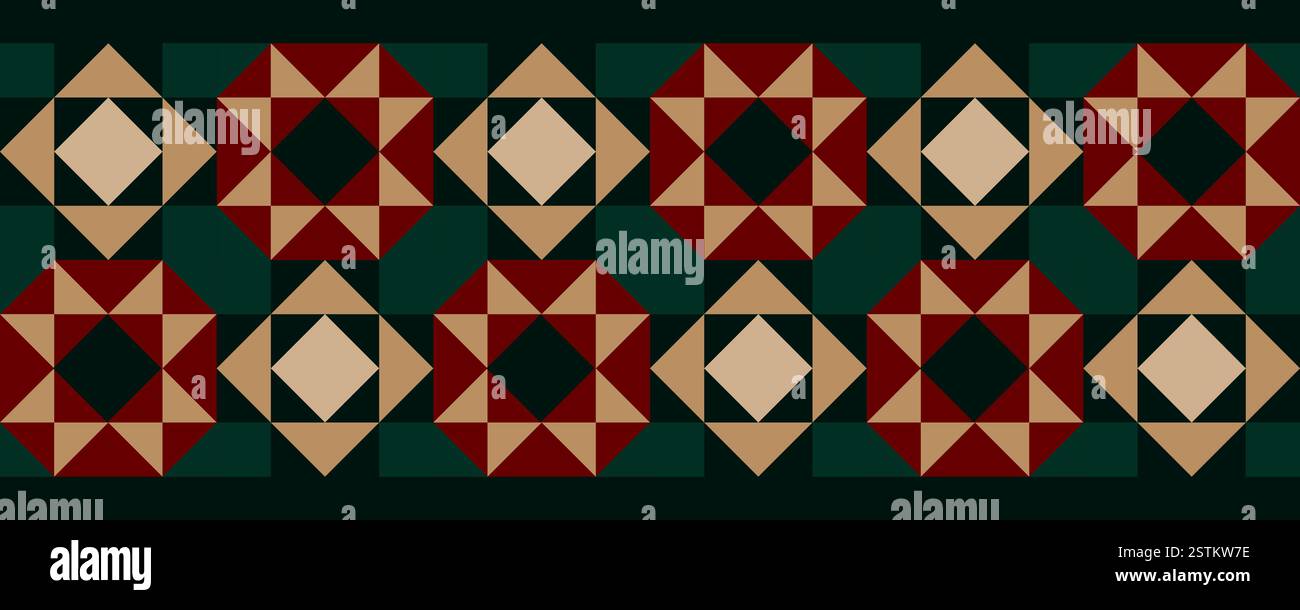 Endless Tapestry of Symmetrical Geometry, abstract geometric seamless vector border pattern, geo ...