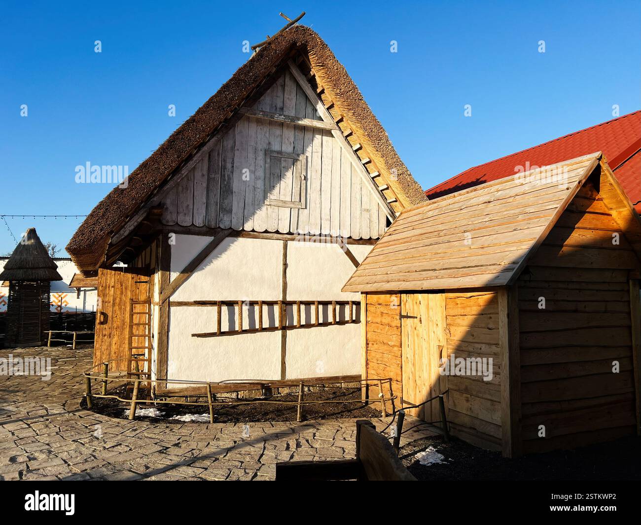 Rustic wooden ukrainian buildings showcasing traditional architecture ...