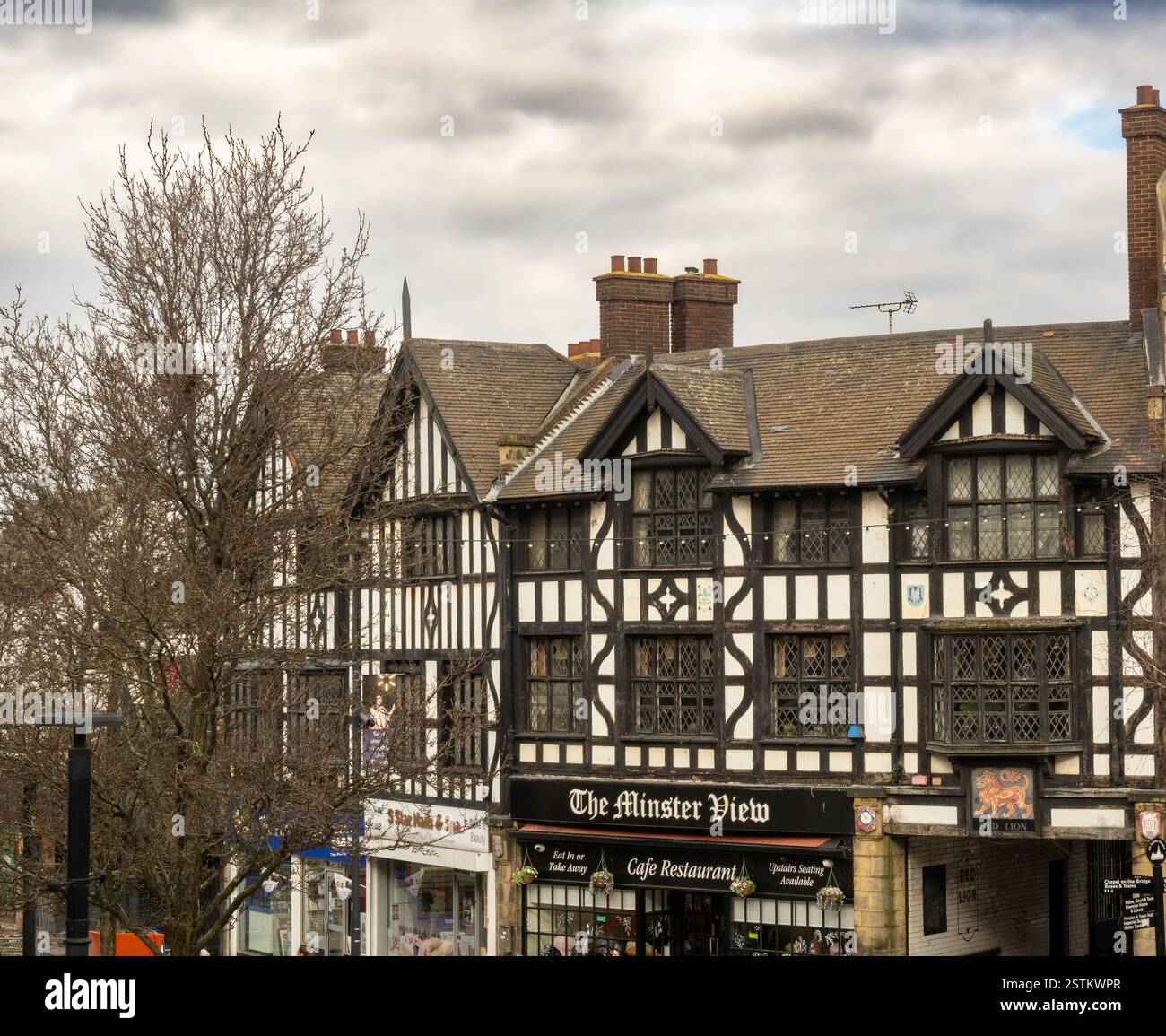 Half-timbered building on Bridgegate, Rotherham, housing a café ...