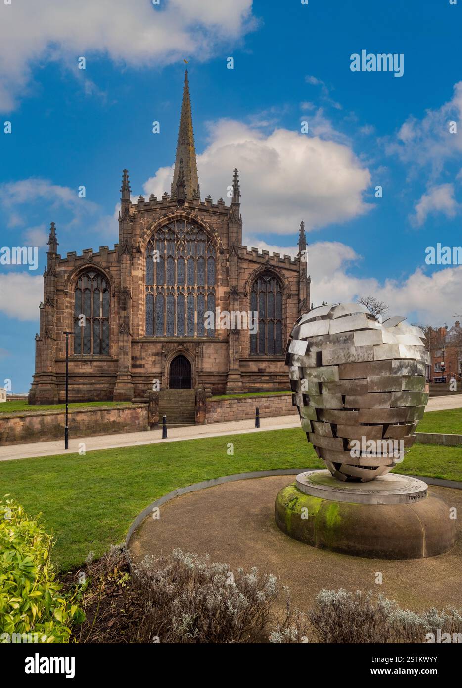 Rotherham Minster west facade seen from Minster Gardens with the ...
