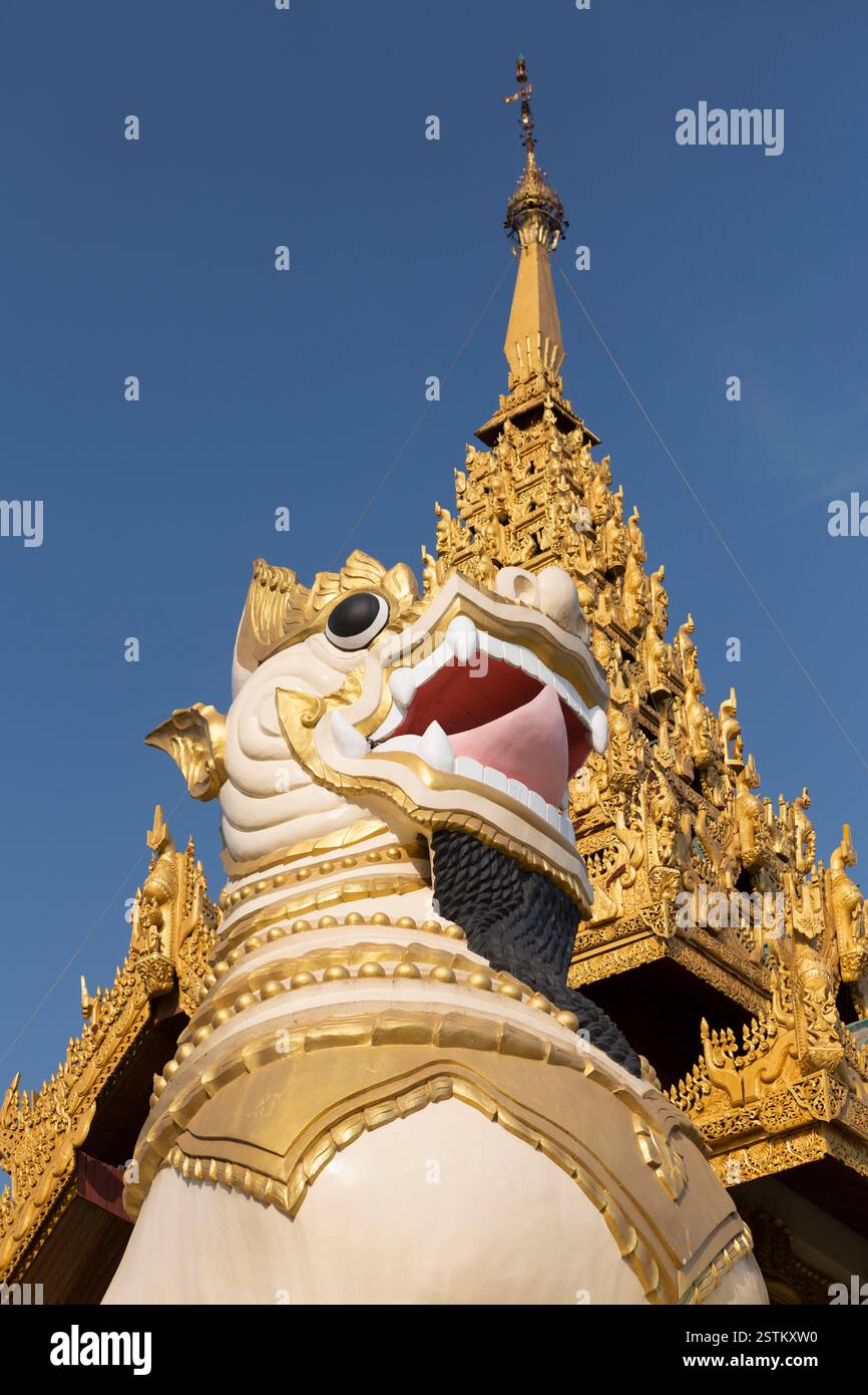 Myanmar, Yangon, the west entrance to the Shwedagon Pagoda Stock Photo ...