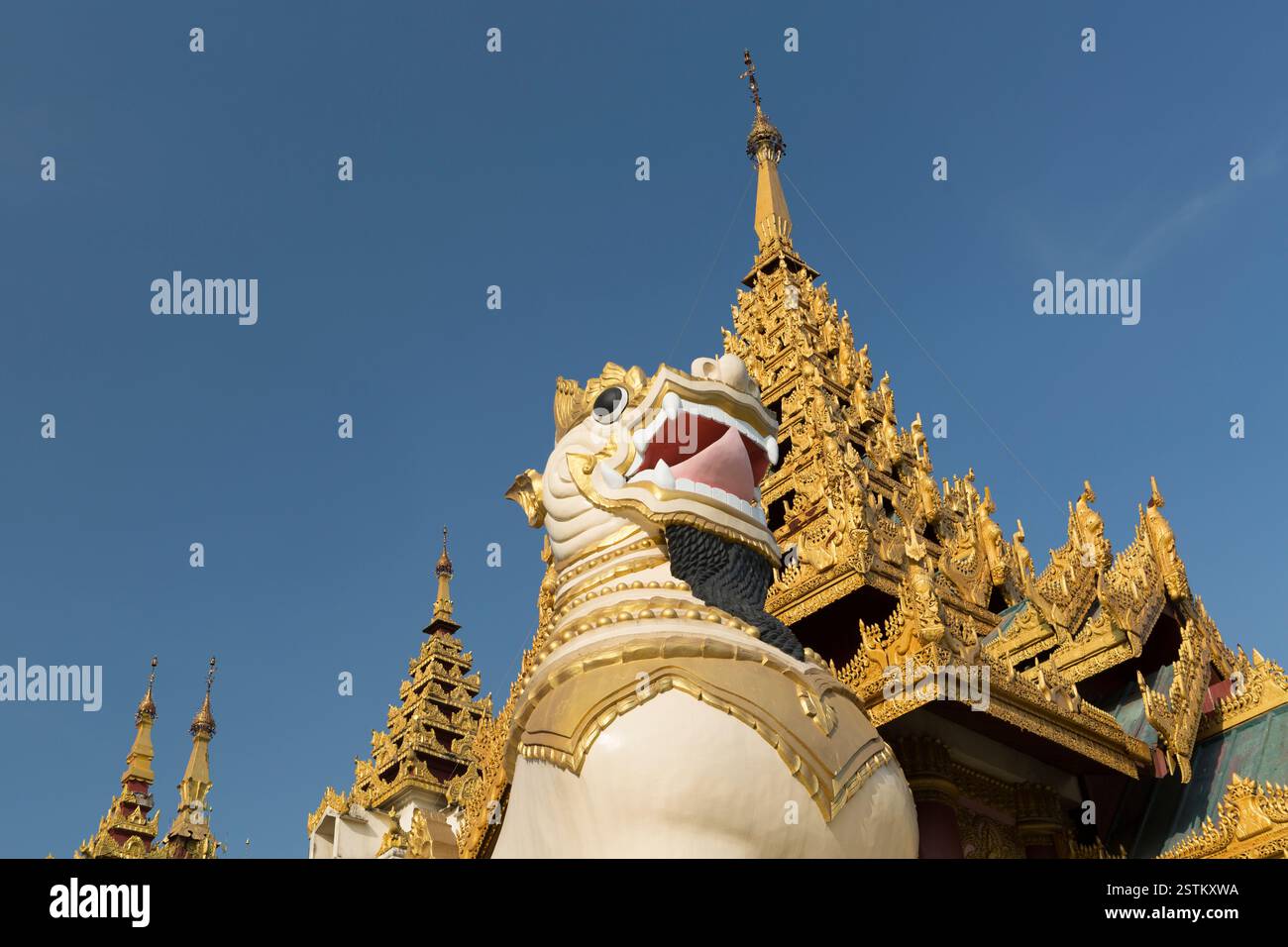 Myanmar, Yangon, the west entrance to the Shwedagon Pagoda Stock Photo ...