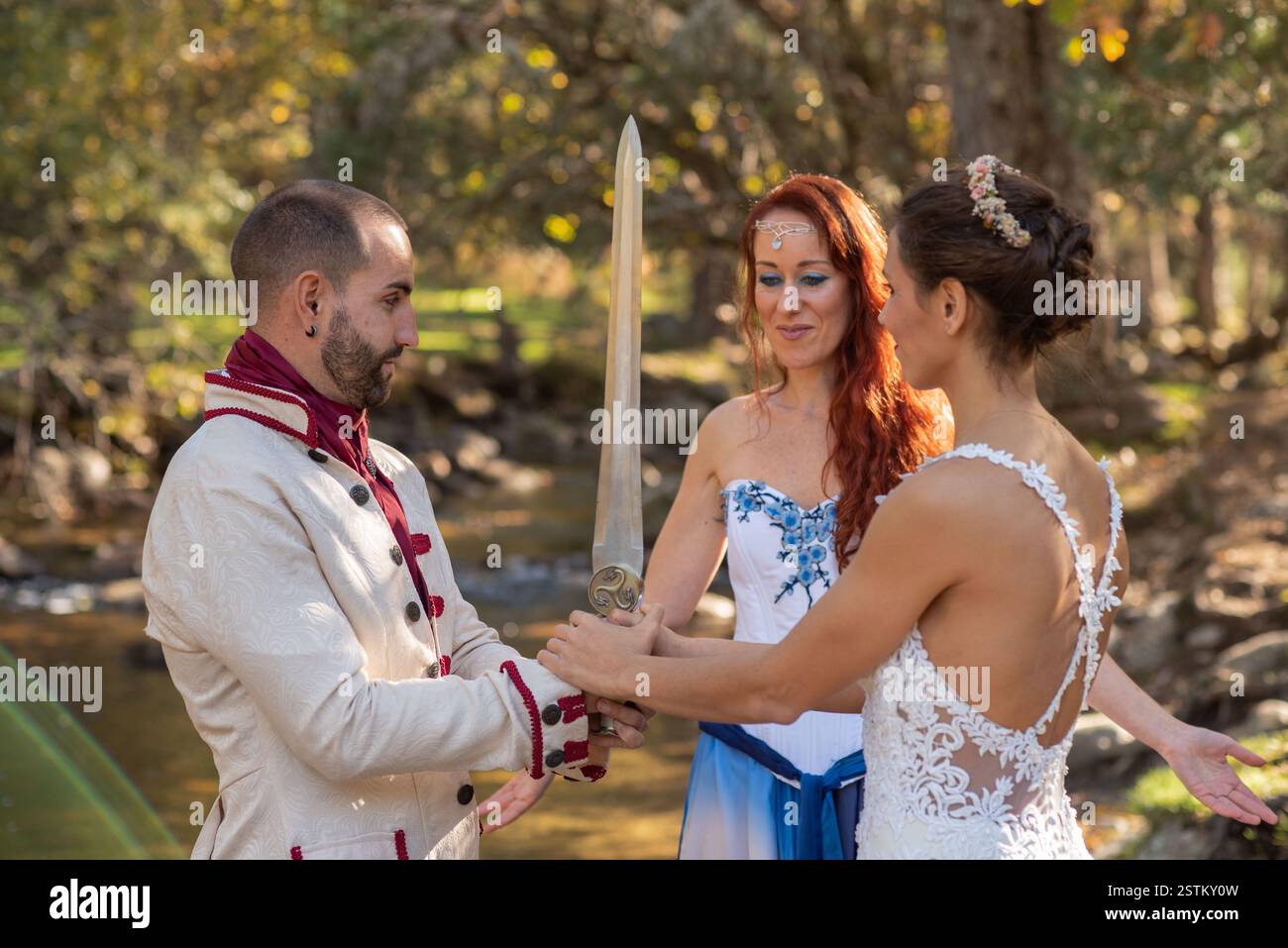 Celtic weddings based in Spain, made in a beautiful forest of trees Stock Photo - Alamy