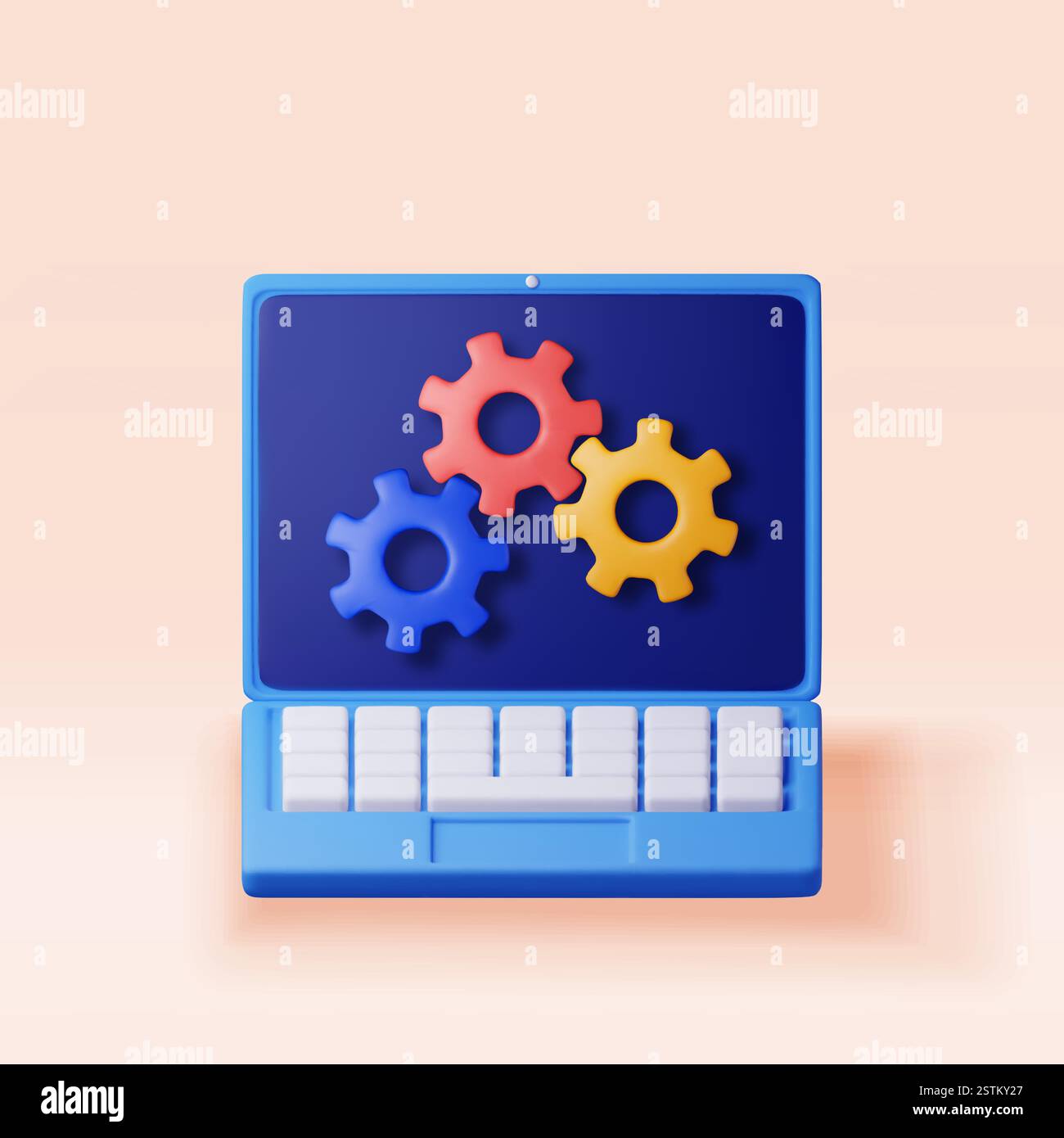 3D laptop with gears on screen isolated Stock Vector Image & Art - Alamy