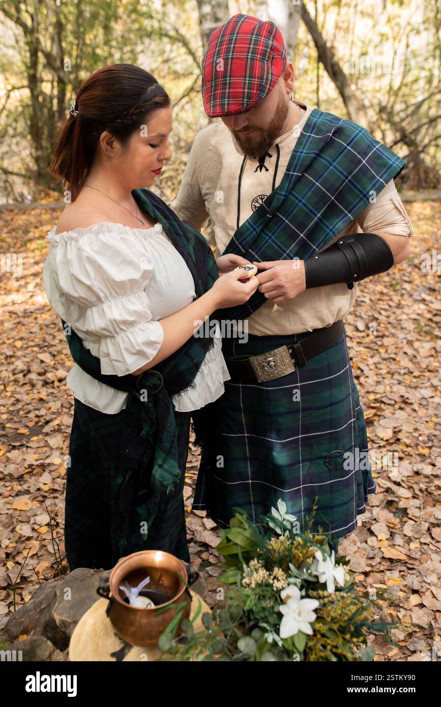 Celtic weddings based in Spain, made in a beautiful forest of trees Stock Photo - Alamy