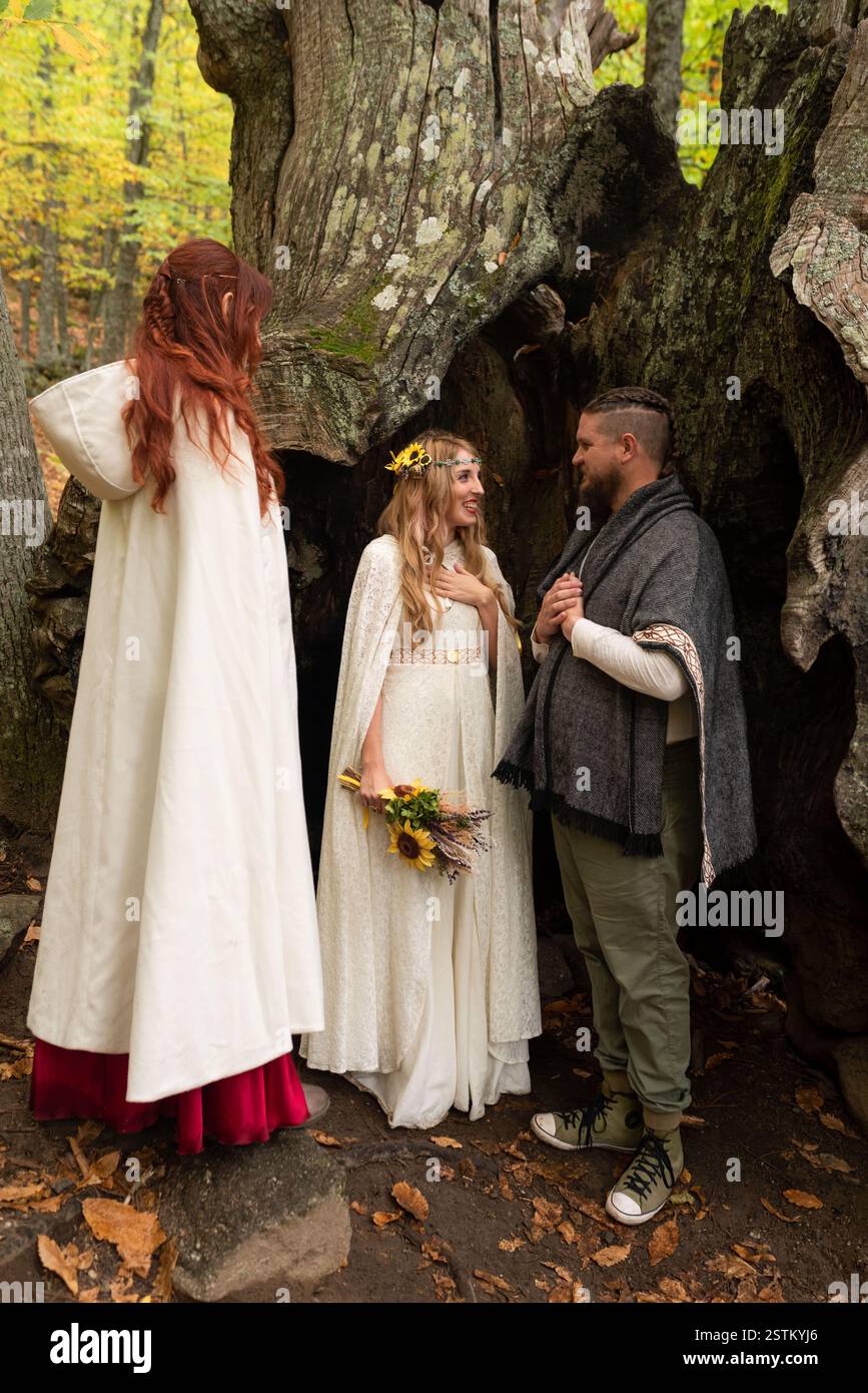 Celtic weddings based in Spain, made in a beautiful forest of trees Stock Photo - Alamy
