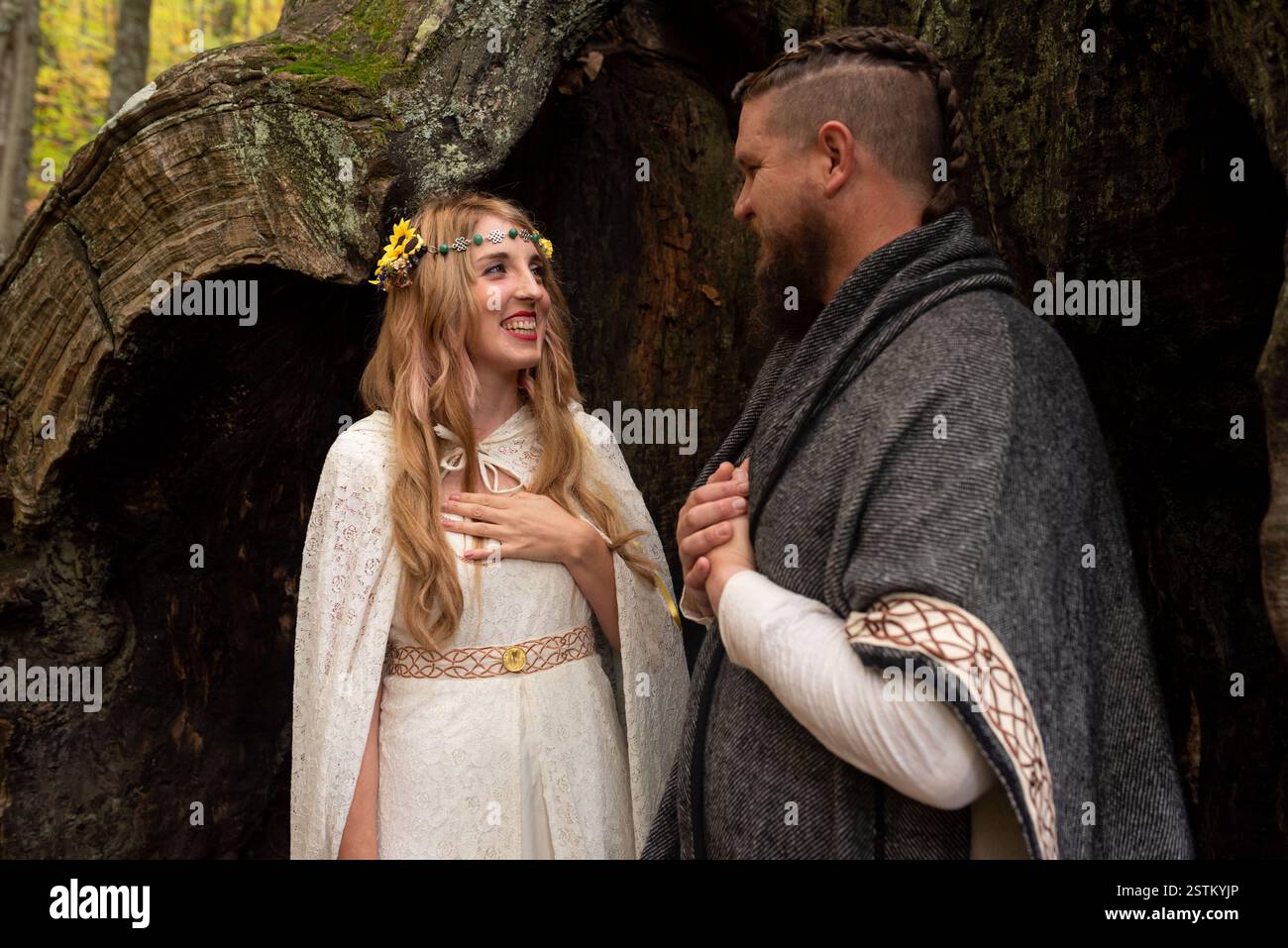Celtic weddings based in Spain, made in a beautiful forest of trees Stock Photo - Alamy