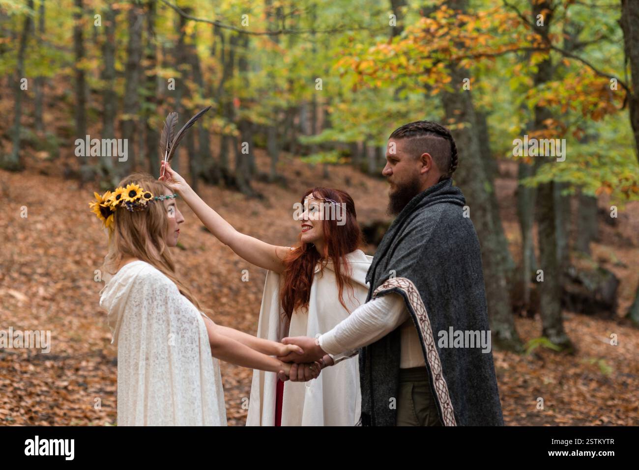 Celtic weddings based in Spain, made in a beautiful forest of trees Stock Photo - Alamy