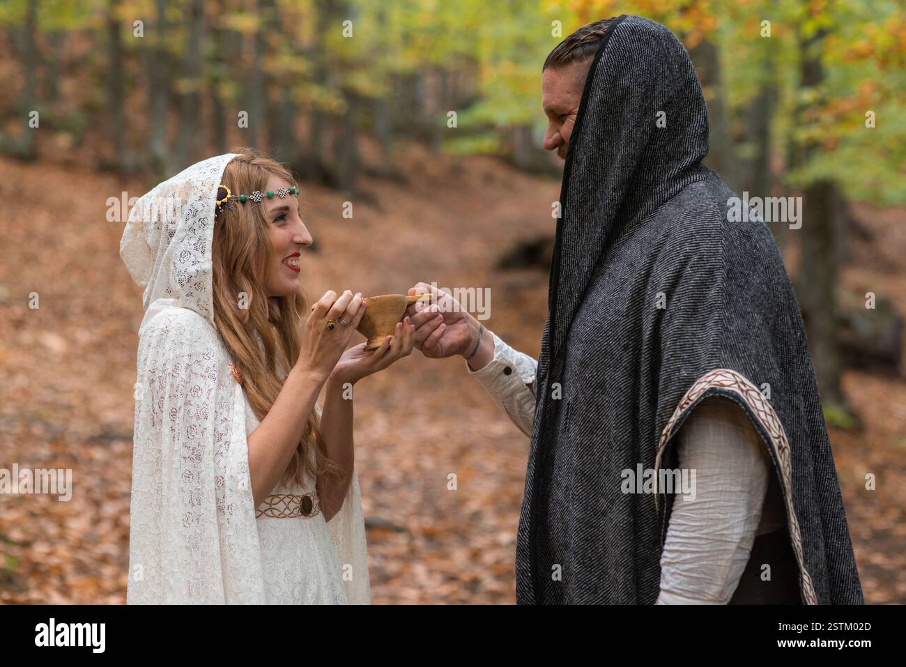 Celtic weddings based in Spain, made in a beautiful forest of trees Stock Photo - Alamy