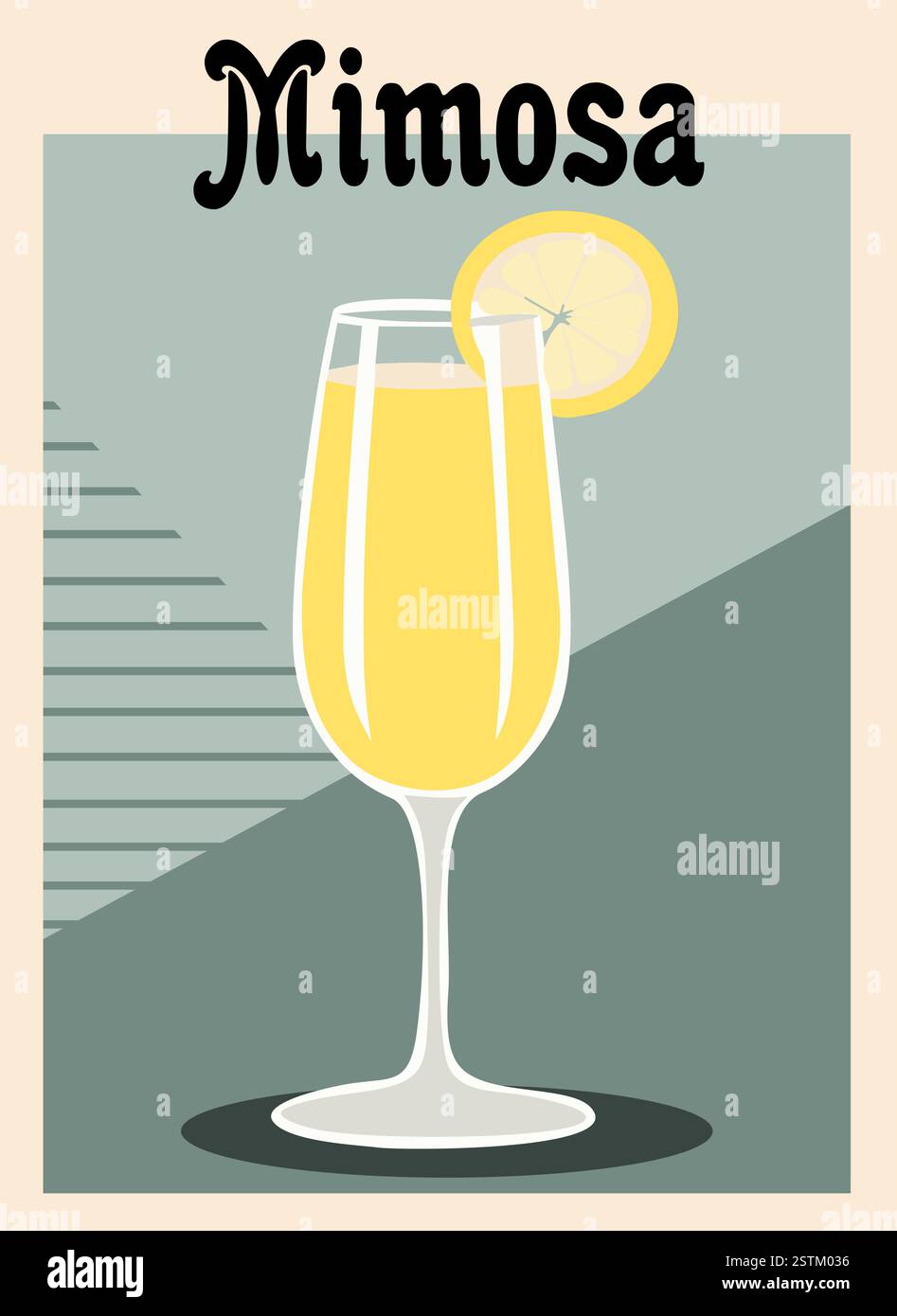 Mimosa Cocktail retro poster vector wall art Stock Vector Image & Art ...