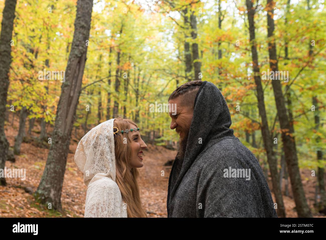 Celtic weddings based in Spain, made in a beautiful forest of trees Stock Photo - Alamy