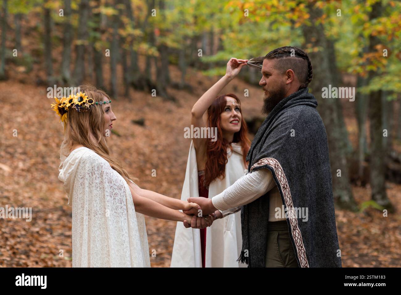 Celtic weddings based in Spain, made in a beautiful forest of trees Stock Photo - Alamy