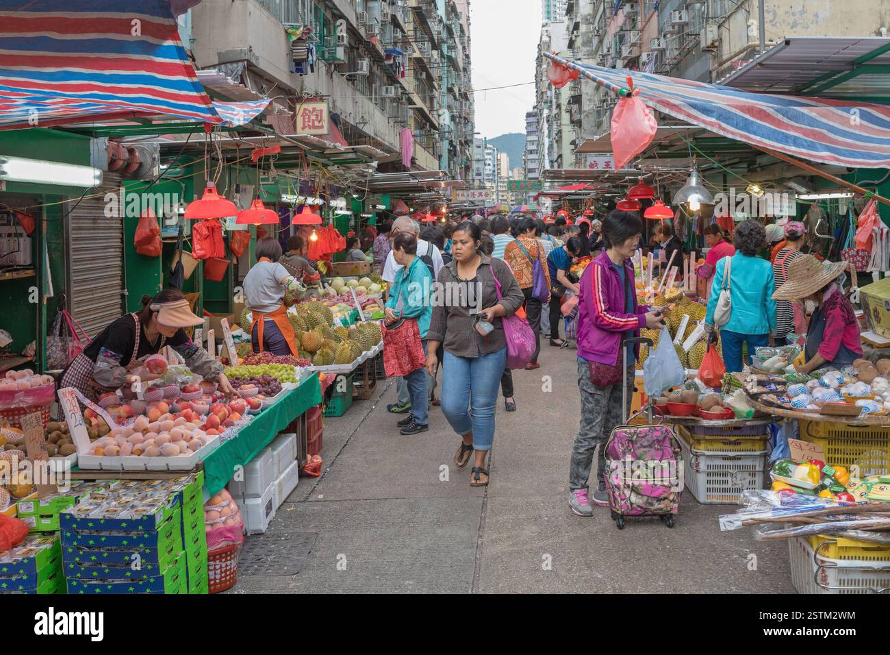 People Shopping Local Market Stock Photo - Alamy