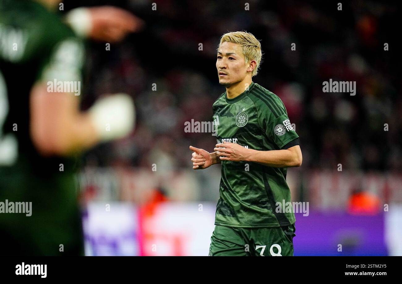 Allianz Areana, Munich, Germany. 18th Feb, 2025. Daizen Maeda of Celtic FC looks on during a ...