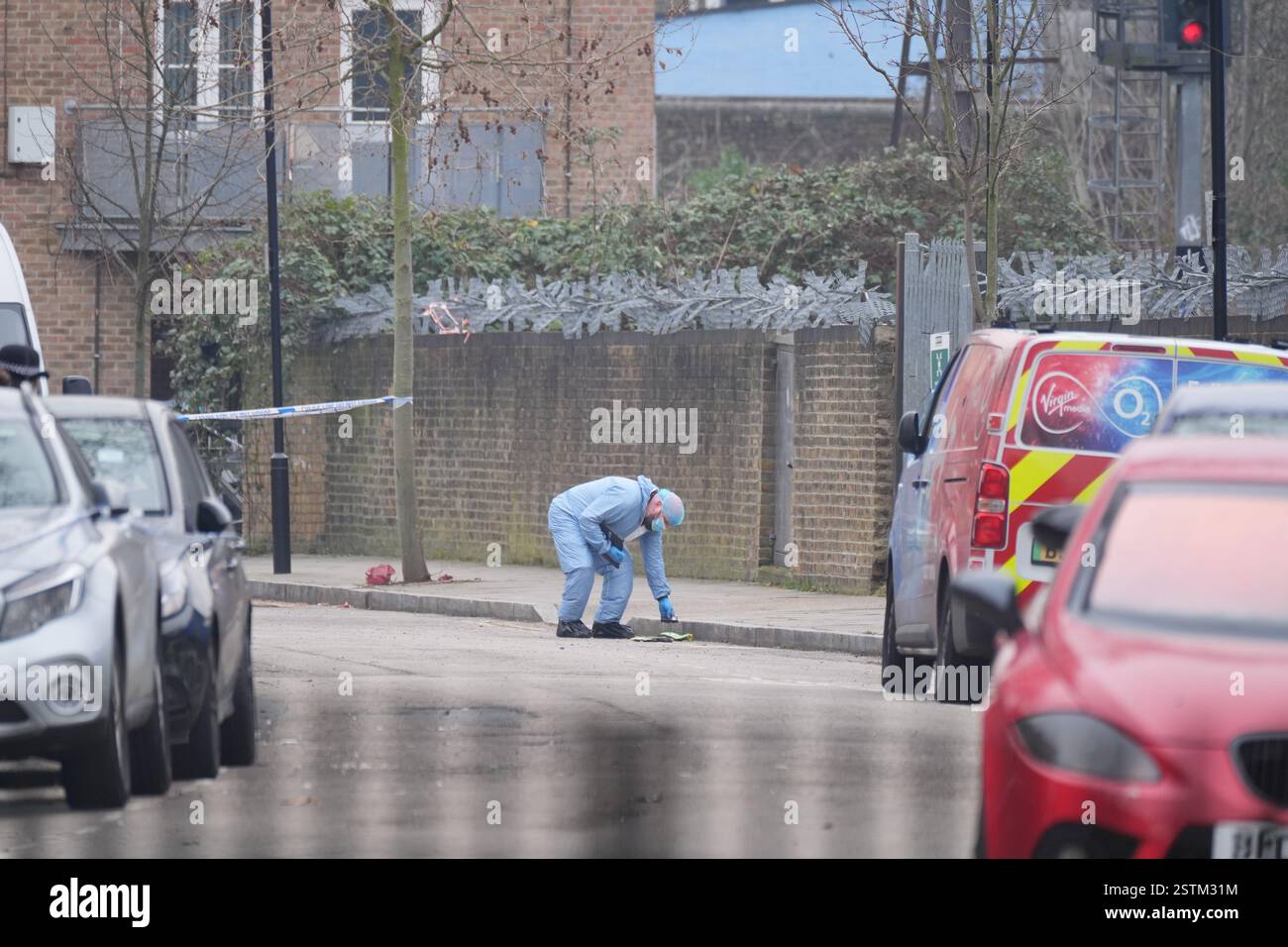Police at the scene on Bodney Road in Hackney, east London, after the ...