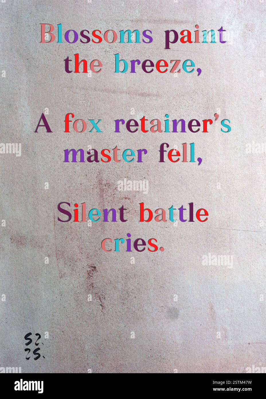 Blossoms paint the breeze, A fox retainer's master fell, Silent battle ...
