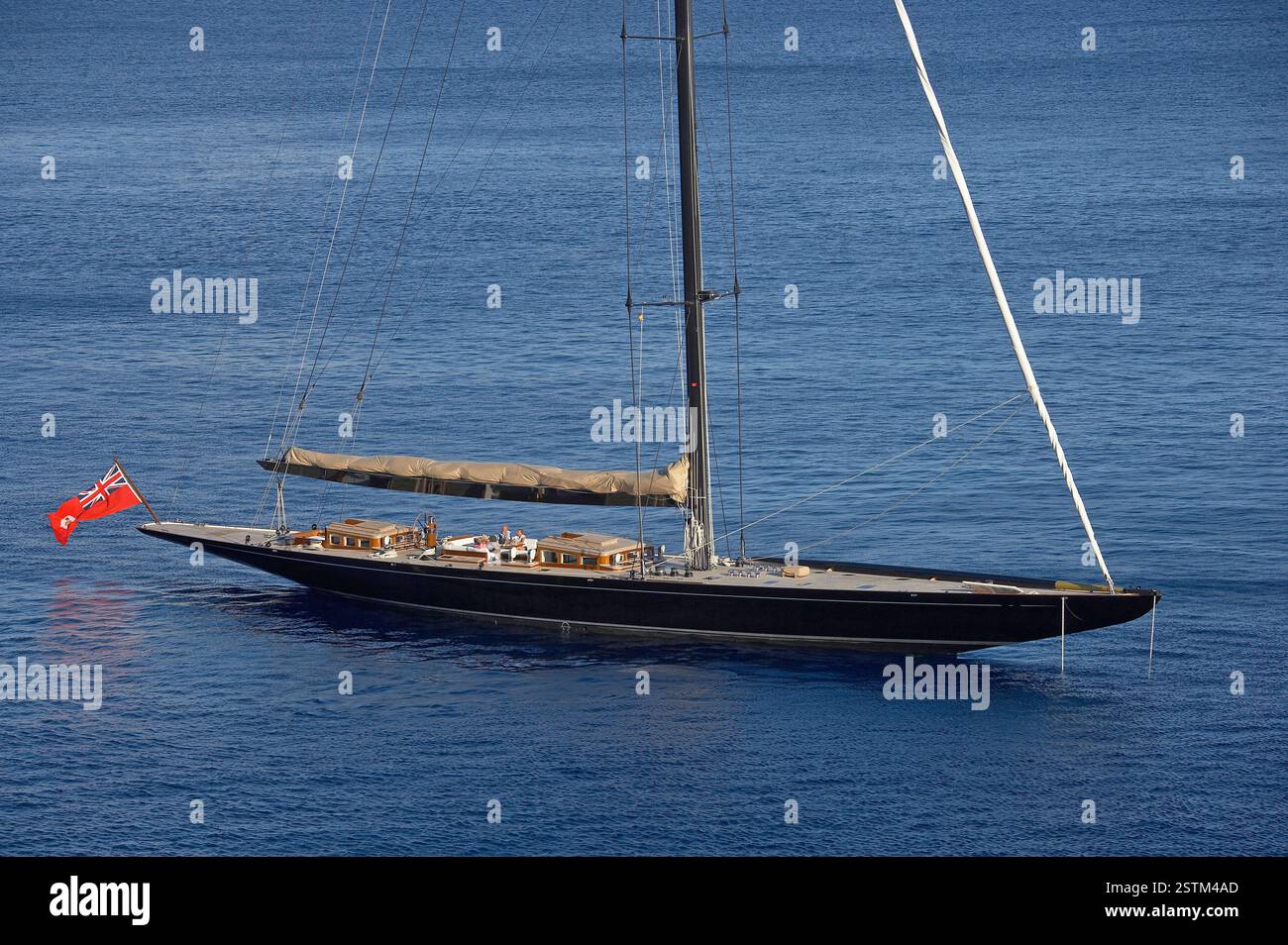 J Class Sailing Yacht Lionheart at anchor on Calm Blue Sea with Elegant ...