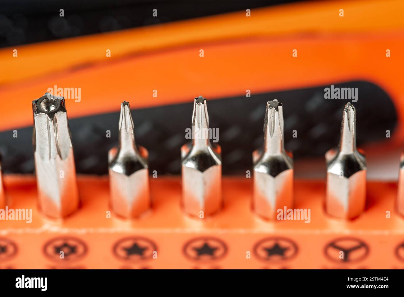 Detail of torx and tri-point magnetic precision screwdriver bits on ...