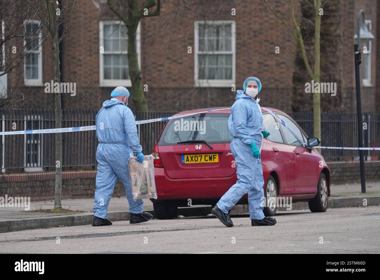 Police at the scene on Bodney Road in Hackney, east London, after the ...