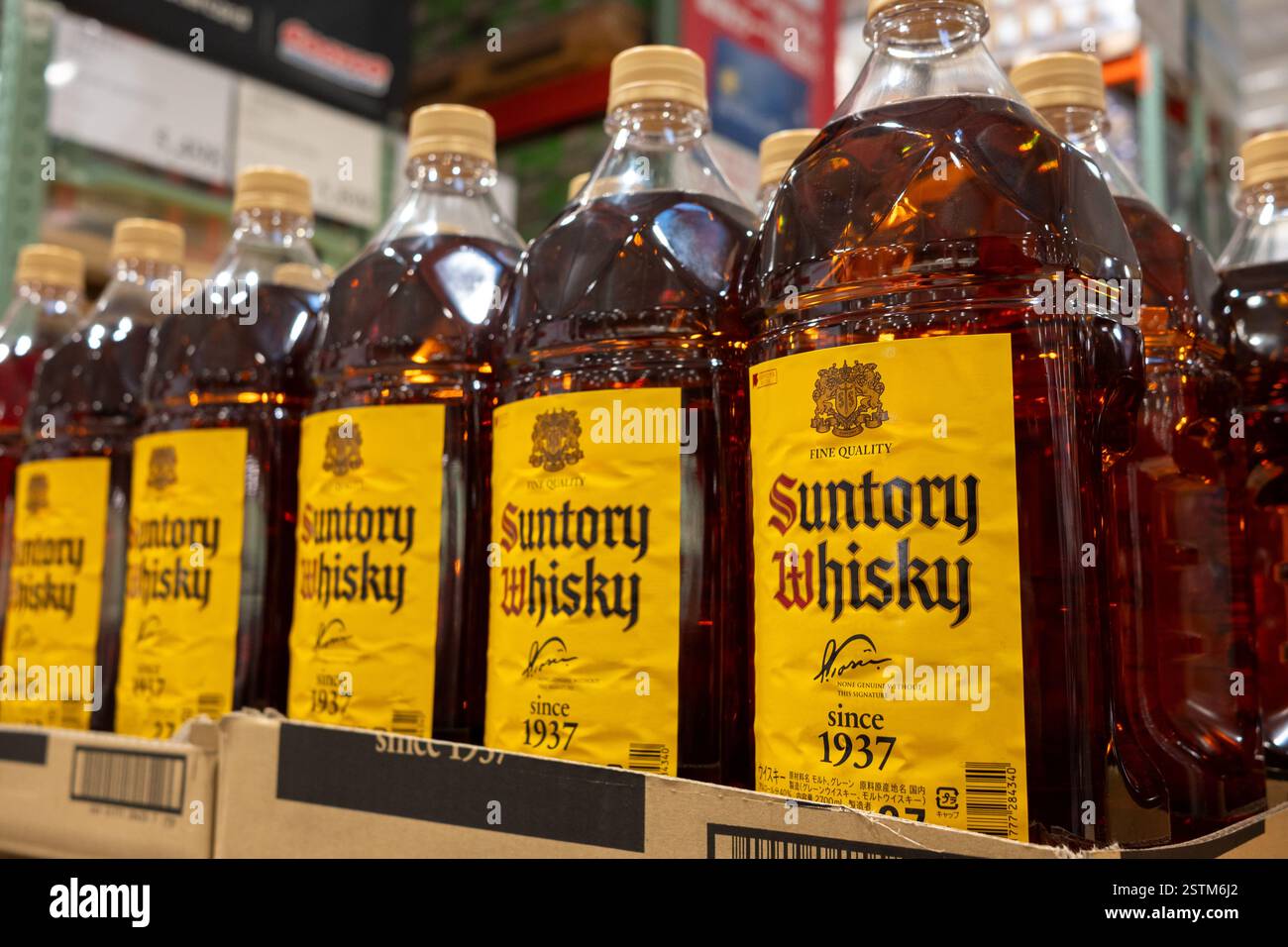 Suntory Whisky in big bottle containers on a grocery shelf Stock Photo ...