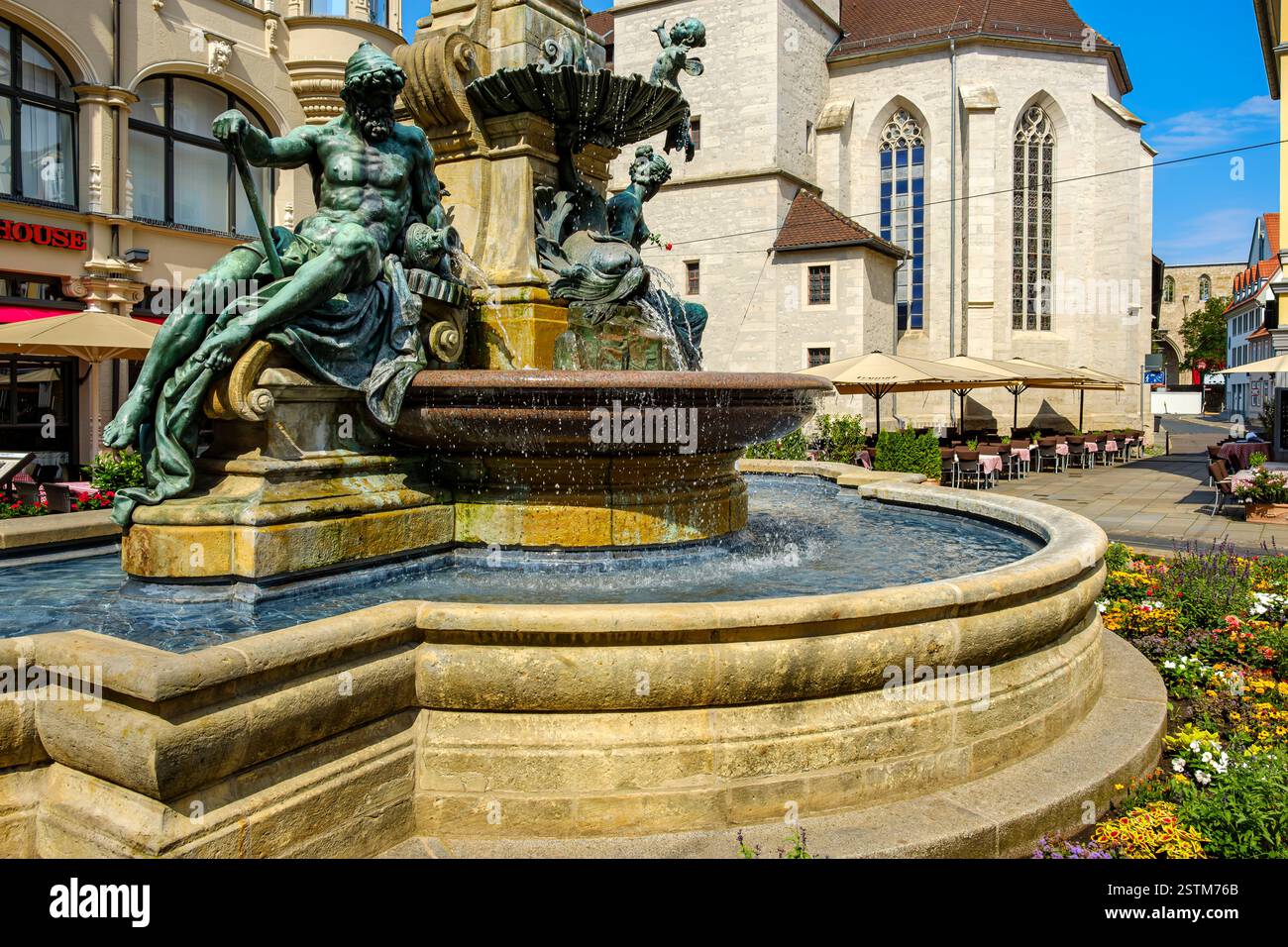 Old Anger Fountain and St Wigbert's Church on the Anger in Erfurt ...