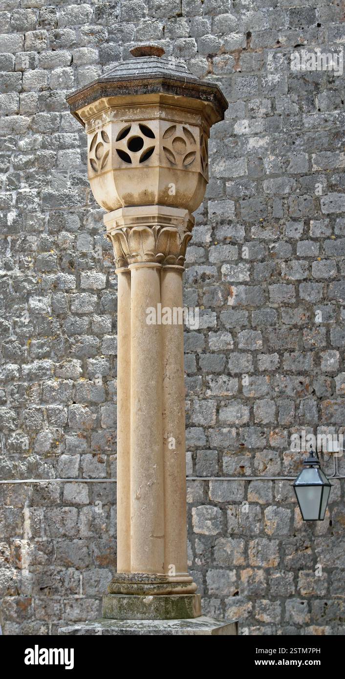 Very old medieval style pillar in dubrovnik hi-res stock photography ...
