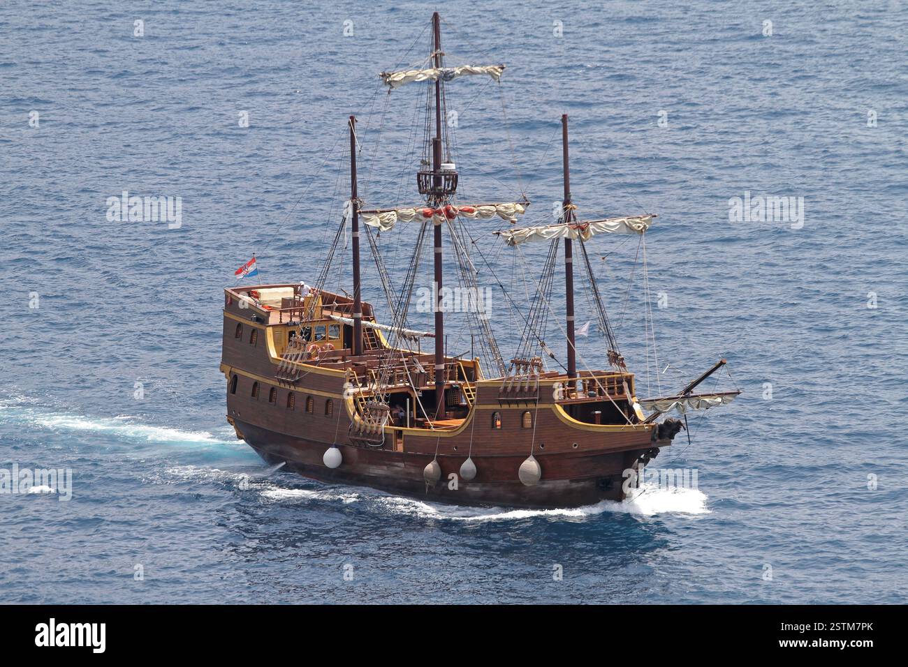 Medieval Pirate Ship Replica in Adriatic Sea Stock Photo - Alamy