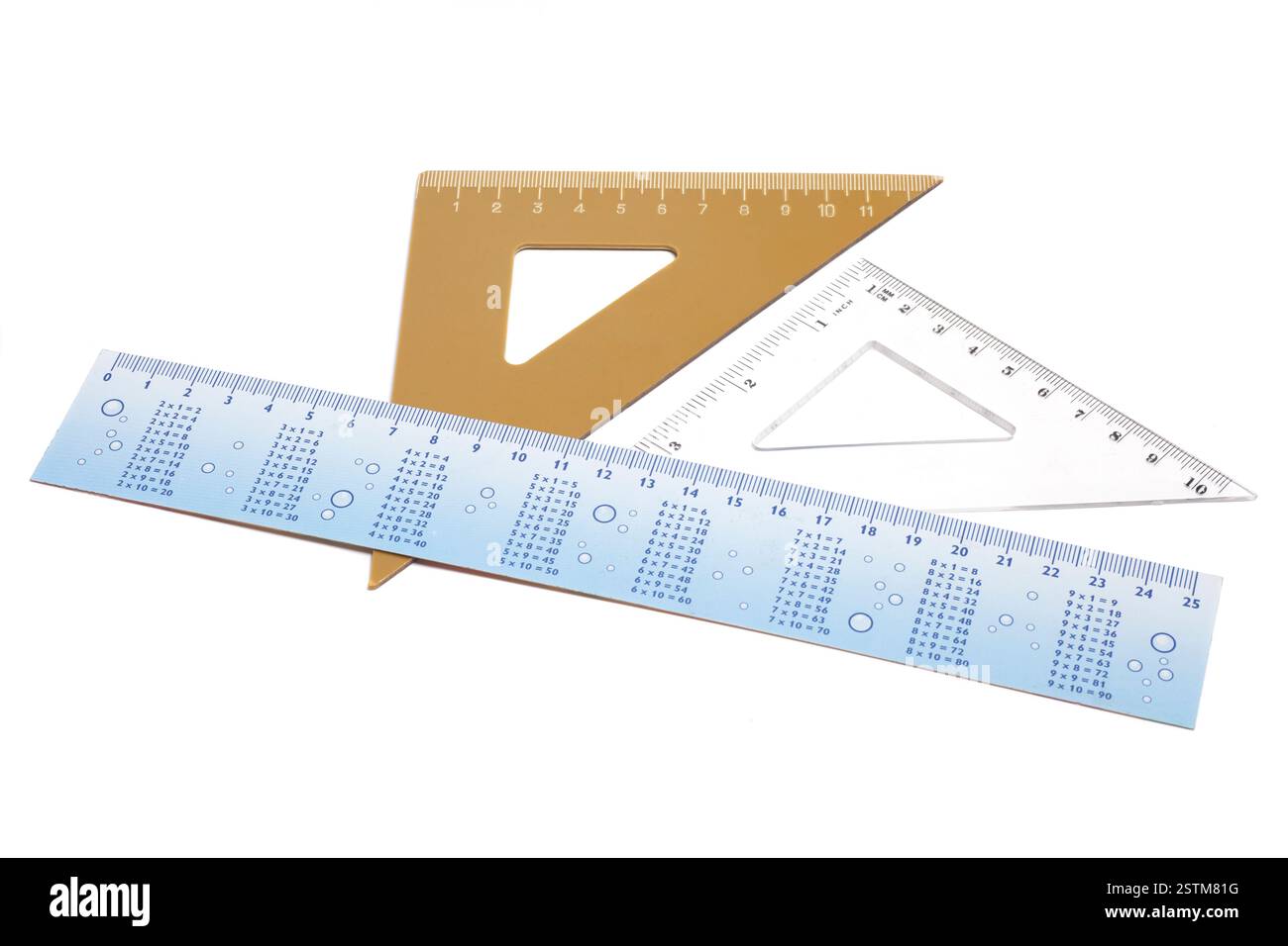 Triangle rulers isolated on white background Stock Photo - Alamy