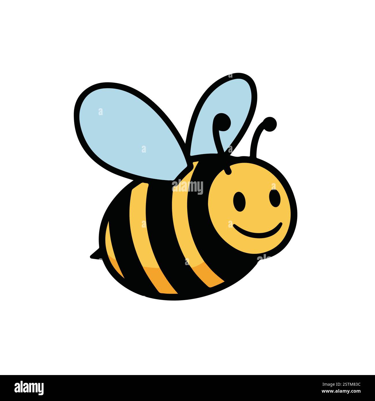 Cute Cartoon Bee Vector Icon – Playful Striped Design with Bold Lines ...