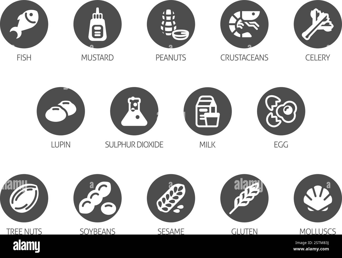 Allergen Food Major Allergy Icons Stock Vector Image & Art - Alamy