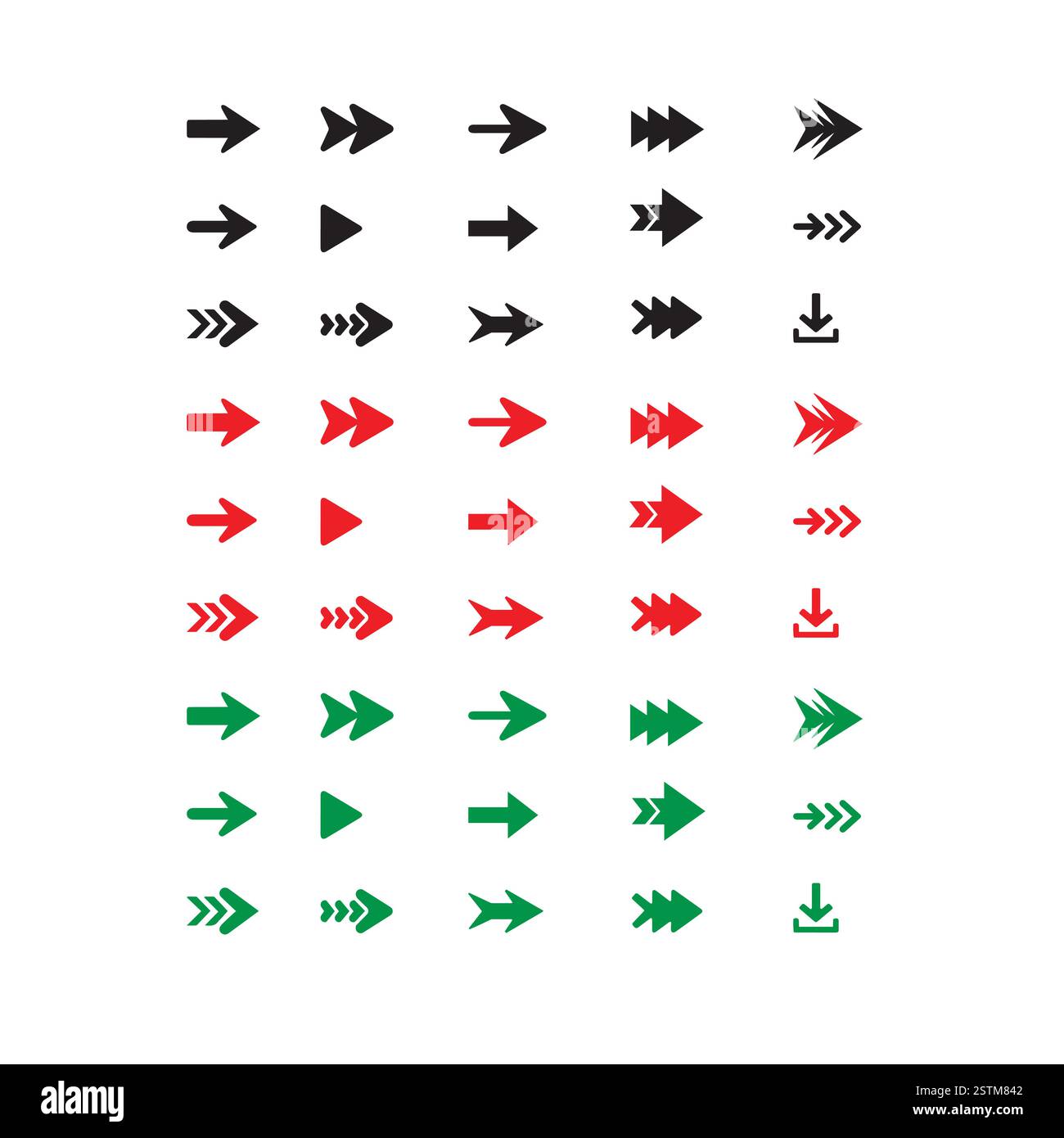 Colorful Arrow Icons Collection |Arrow Icons Set Black, Red, and Green ...