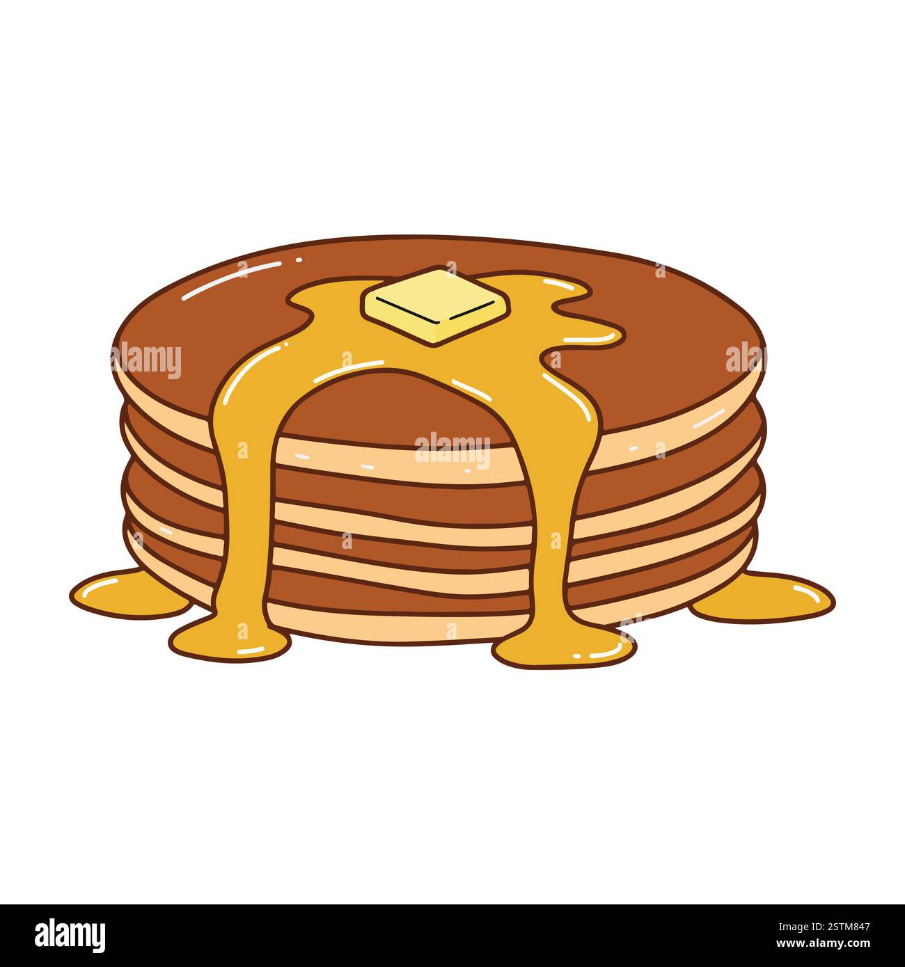 Vector Illustration of Pancakes with Butter and Syrup - Delicious ...