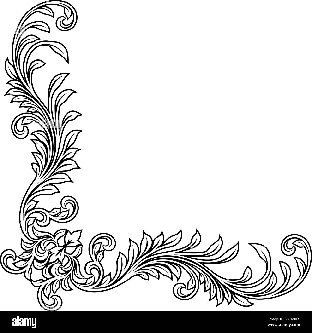 Filigree Crest Corner Motif Floral Pattern Frame Stock Vector Image ...